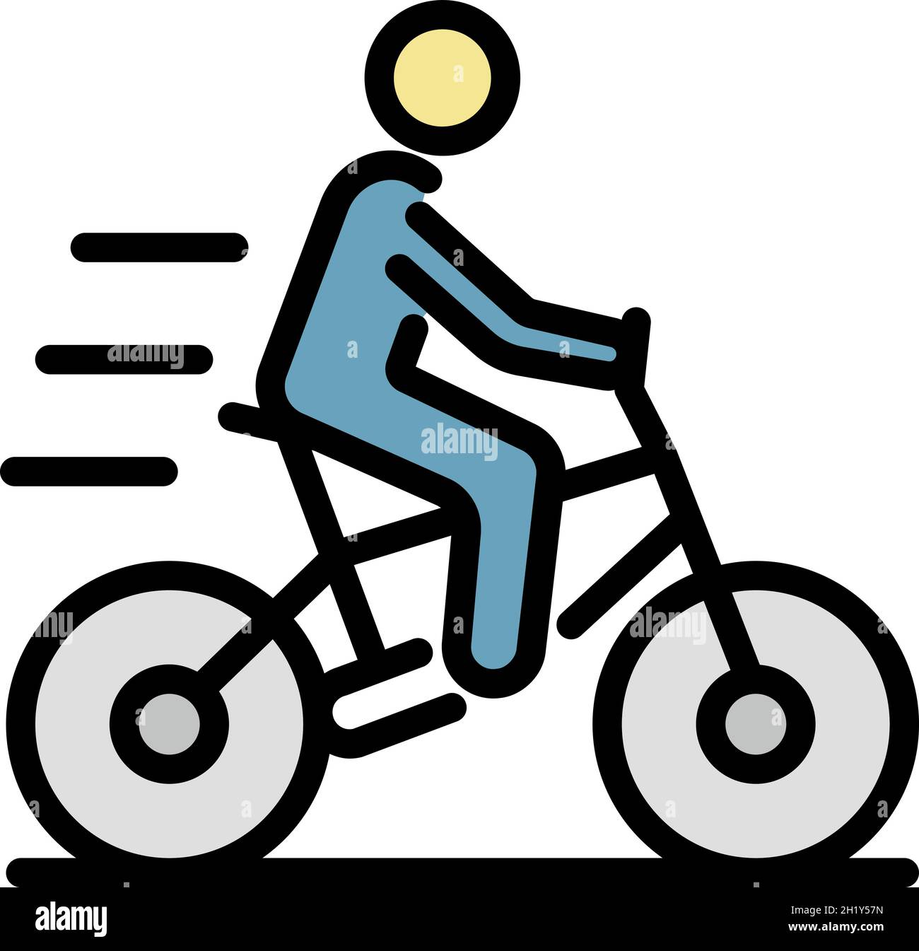 Man bicycle icon. Outline man bicycle vector icon color flat isolated ...