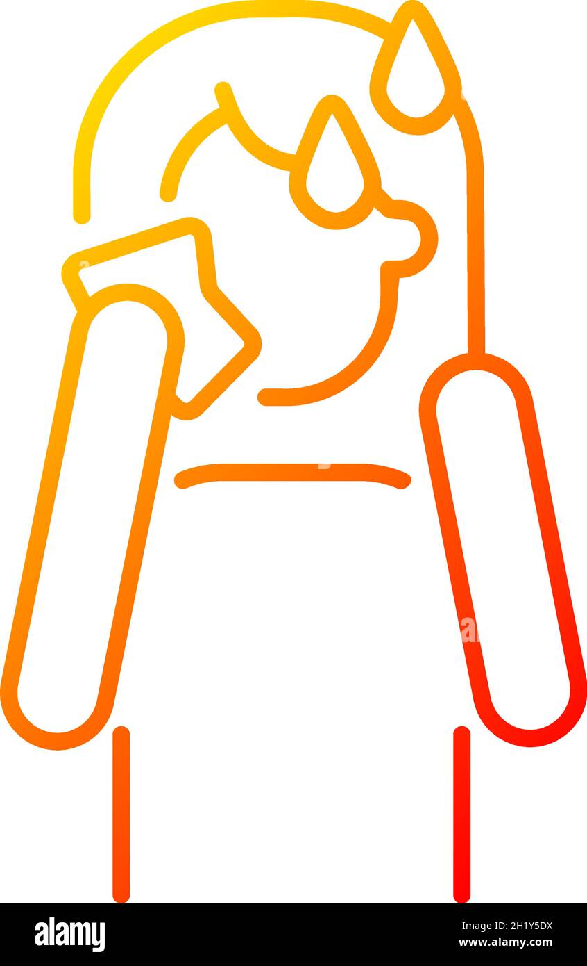 Hot flashes and sweating gradient linear vector icon Stock Vector Image ...