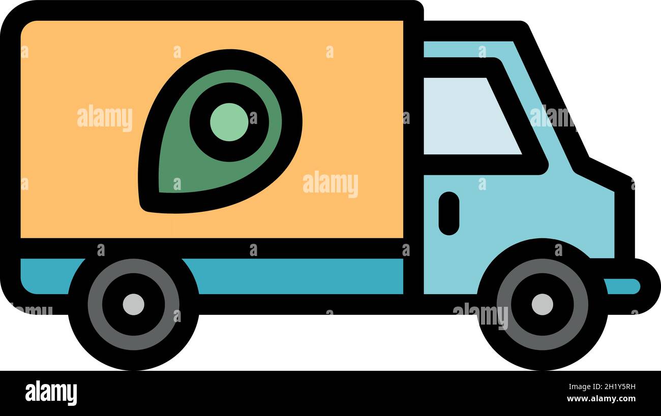 Truck relocation icon. Outline truck relocation vector icon color flat ...