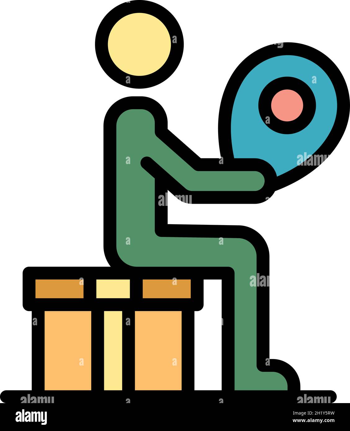 Man relocation icon. Outline man relocation vector icon color flat ...