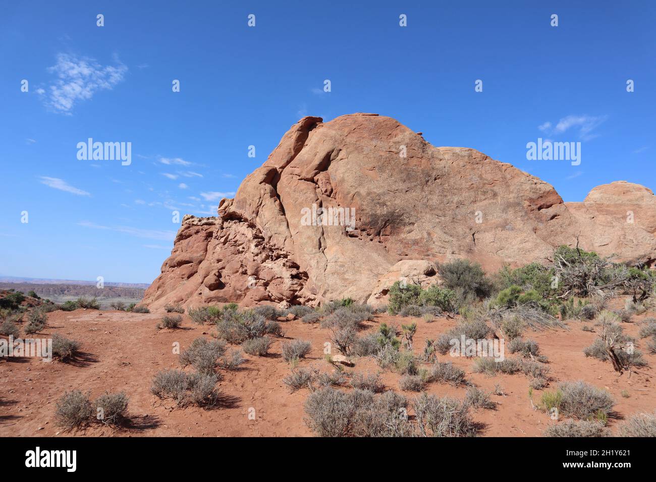 Serene viewof rugged red rock landscape in Arches National Park near ...