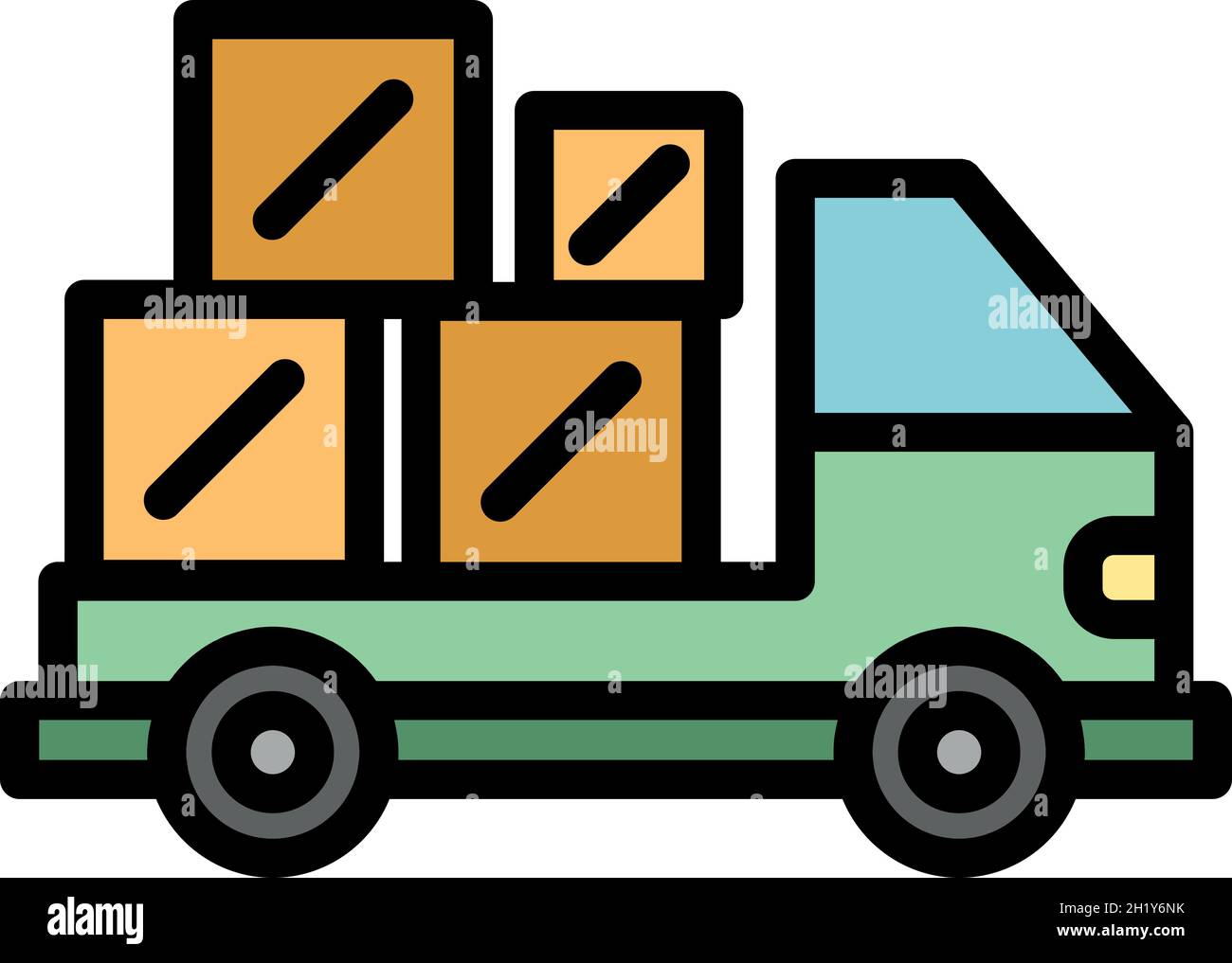 Truck relocation icon. Outline truck relocation vector icon color flat ...