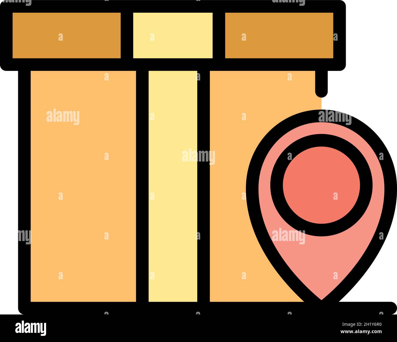 Parcel location icon. Outline parcel location vector icon color flat ...