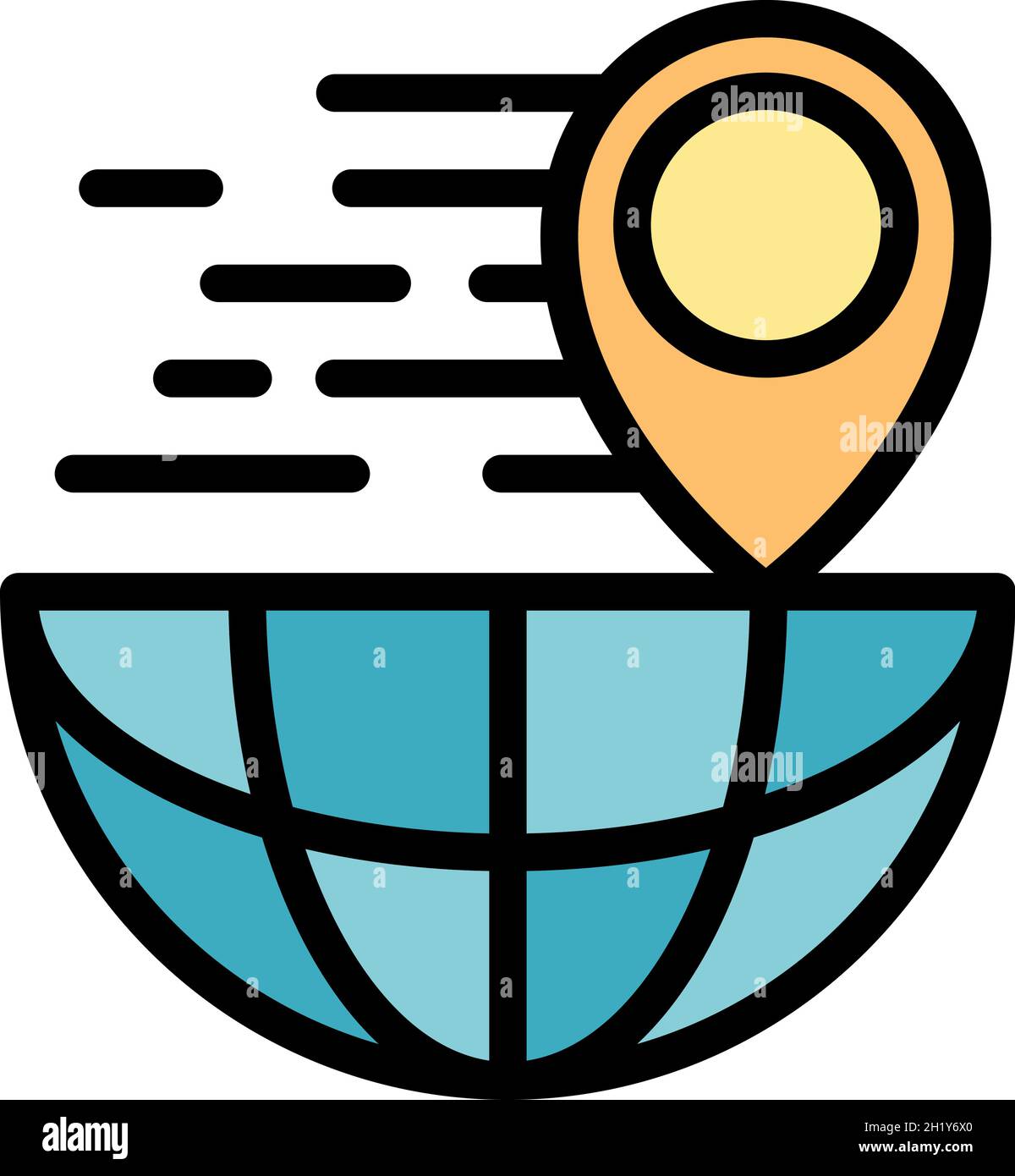 Location global parcel icon. Outline location global parcel vector icon ...