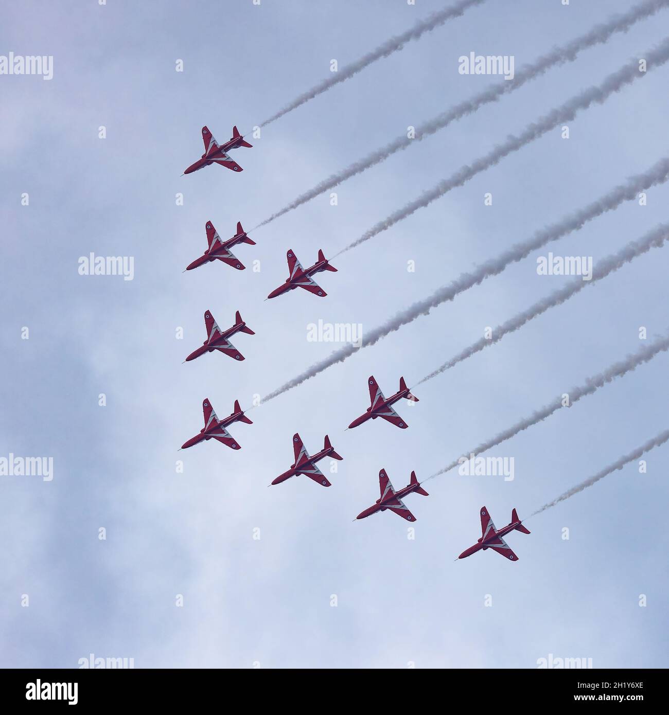 Red Arrows display team in action Stock Photo - Alamy