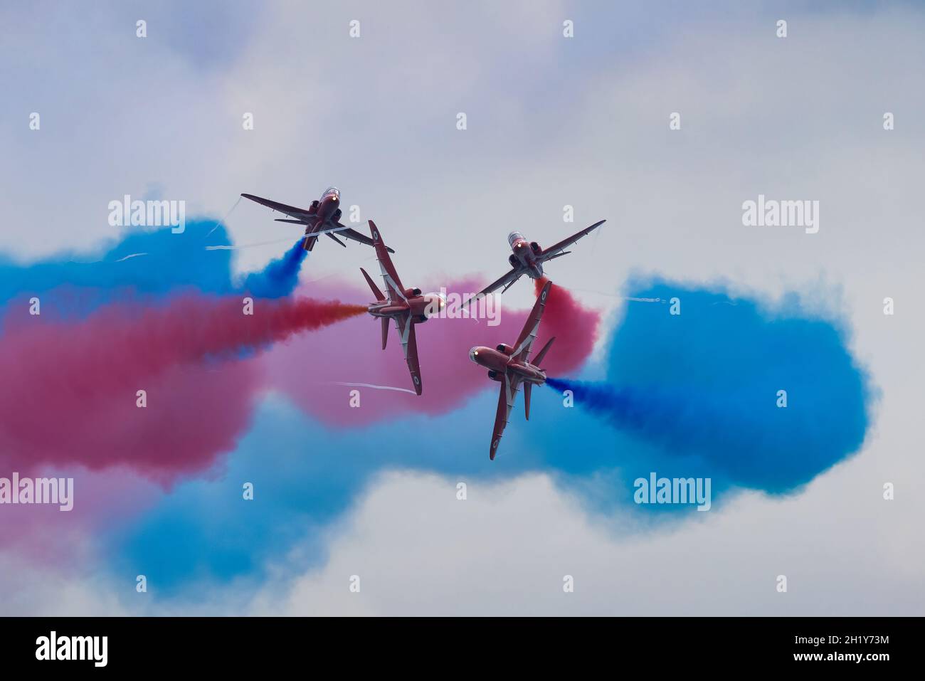 Red Arrows display team in action Stock Photo - Alamy