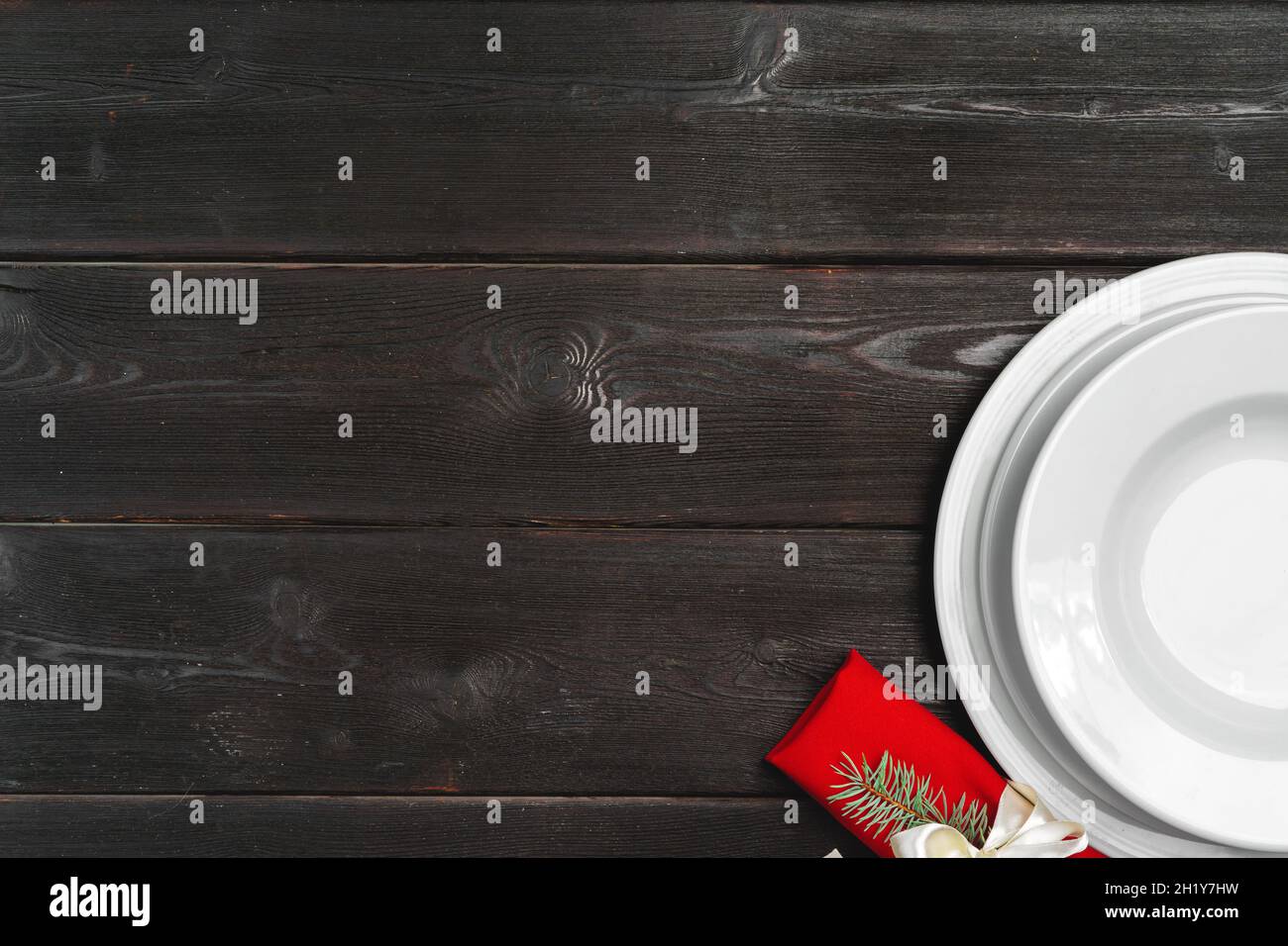 Elegant table setting with festive decor on wooden background Stock ...