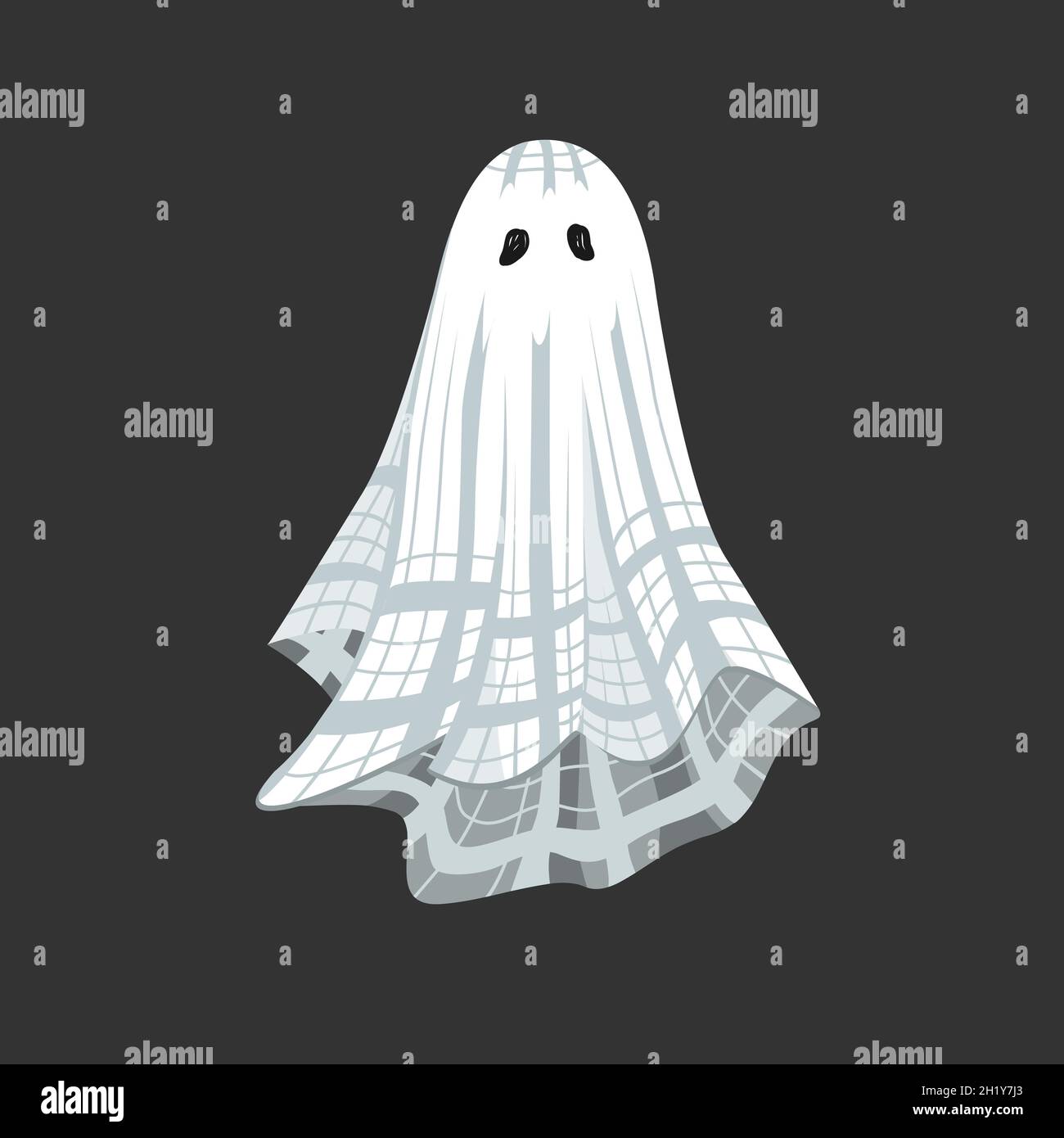 Cute ghost in a vintage checkered sheet. Template for Halloween ...