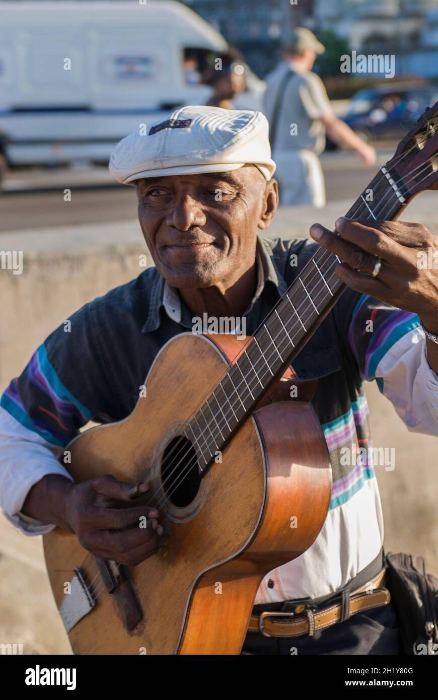 Cuban street musician playing acoustic guitar. Havana, La Habana, Cuba ...