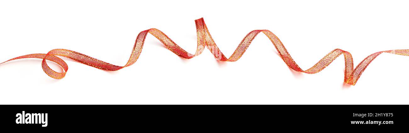 Wavy red ribbon isolated on white background Stock Photo - Alamy