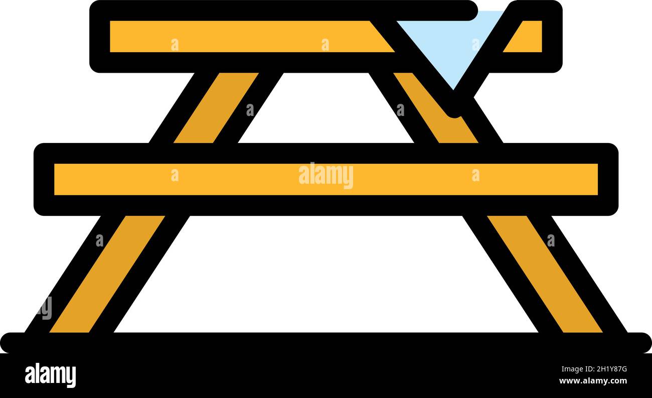 Camping table icon. Outline camping table vector icon color flat ...