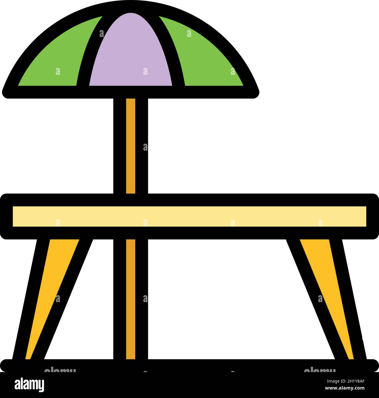 Table and umbrella icon. Outline table and umbrella vector icon color ...