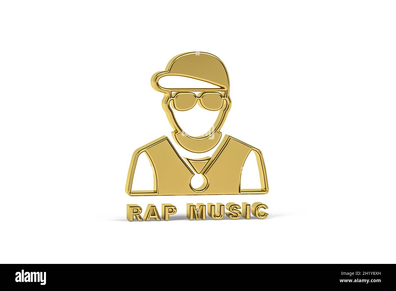 Golden 3d rap music icon isolated on white background - 3d render Stock ...