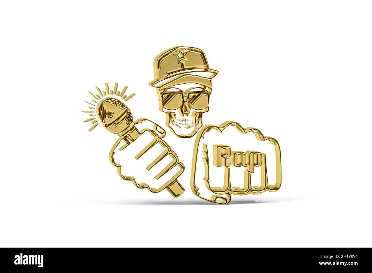 Golden 3d rap music icon isolated on white background - 3d render Stock ...