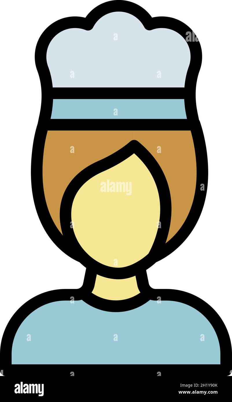Woman cooking chef icon. Outline woman cooking chef vector icon color ...