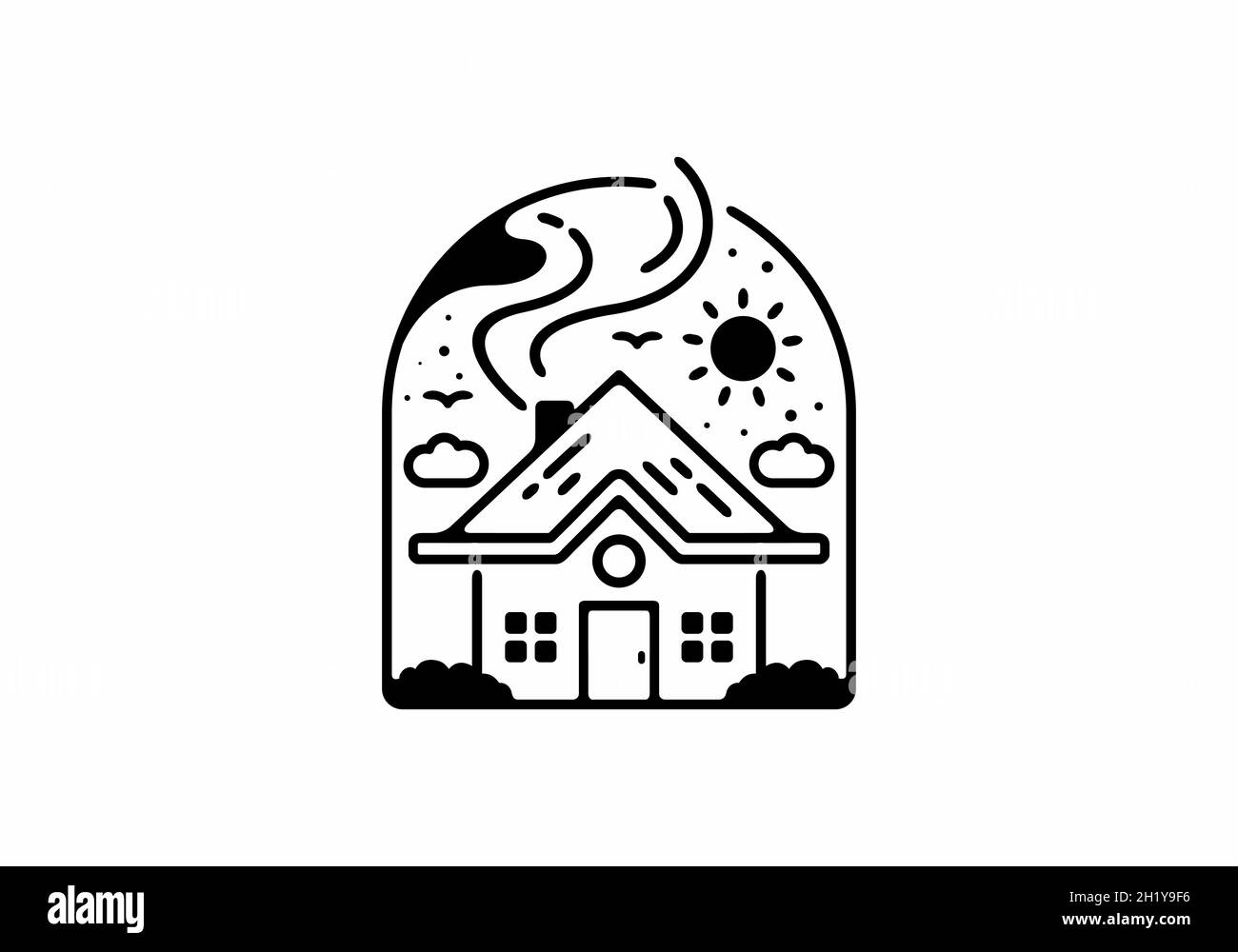 Line art illustration of simple house design Stock Vector Image & Art ...