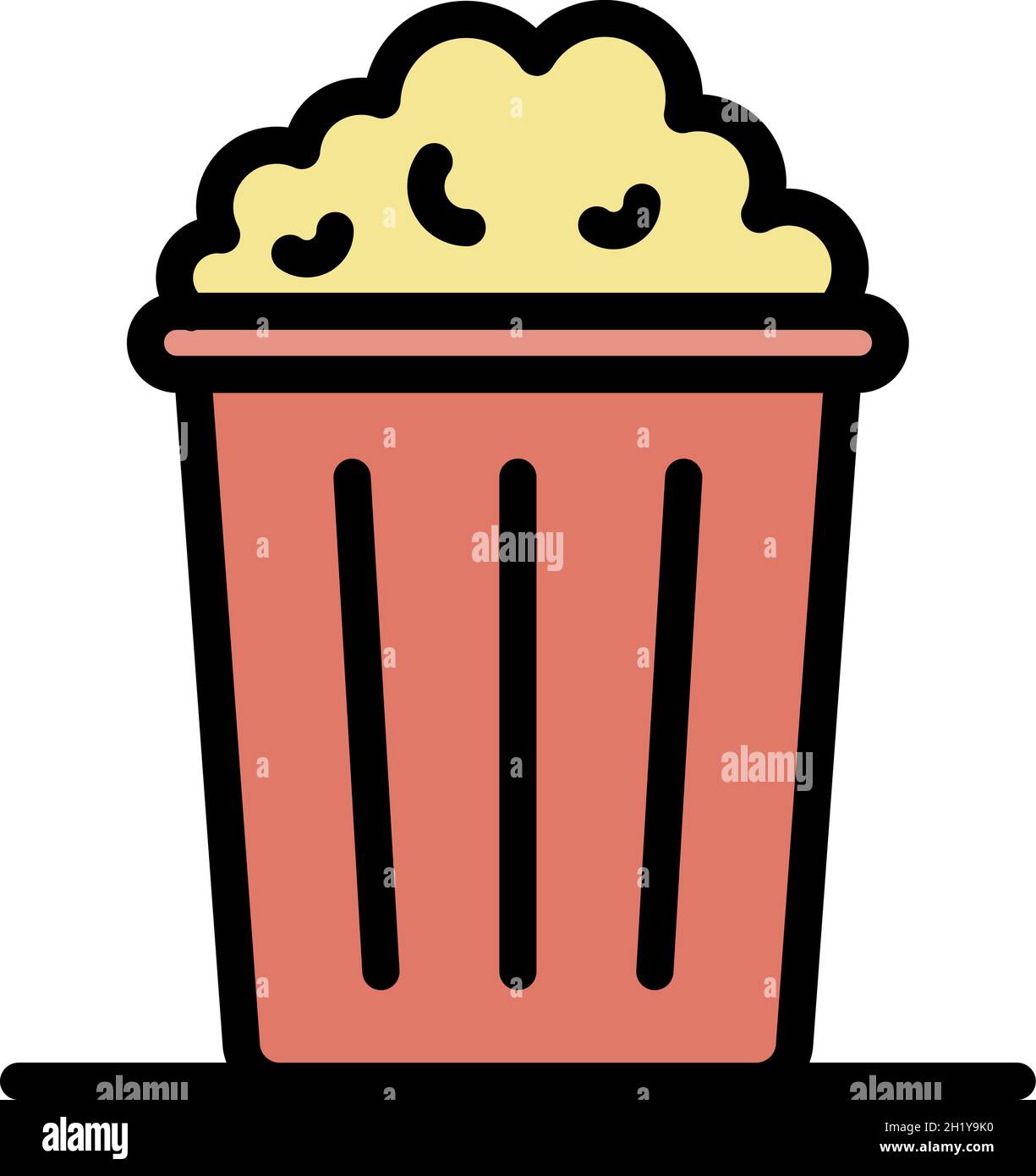 Popcorn basket icon. Outline popcorn basket vector icon color flat ...
