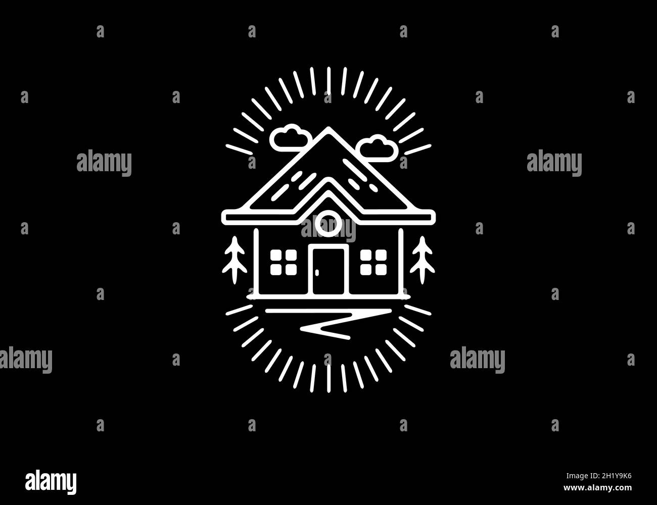 Line art illustration of simple house design Stock Vector Image & Art ...