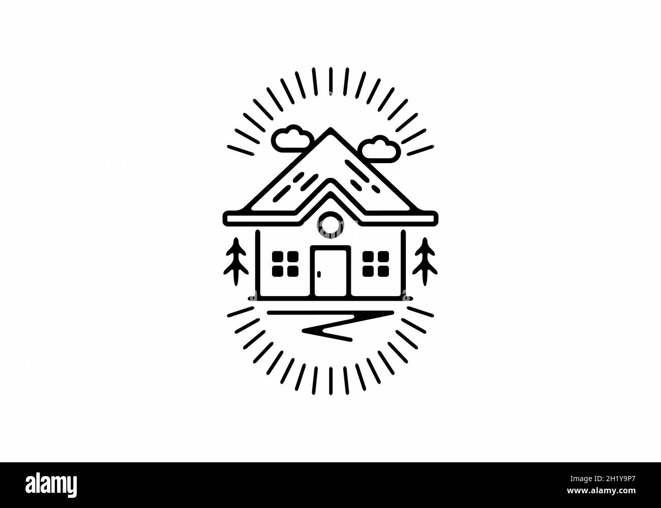 Line art illustration of simple house design Stock Vector Image & Art ...