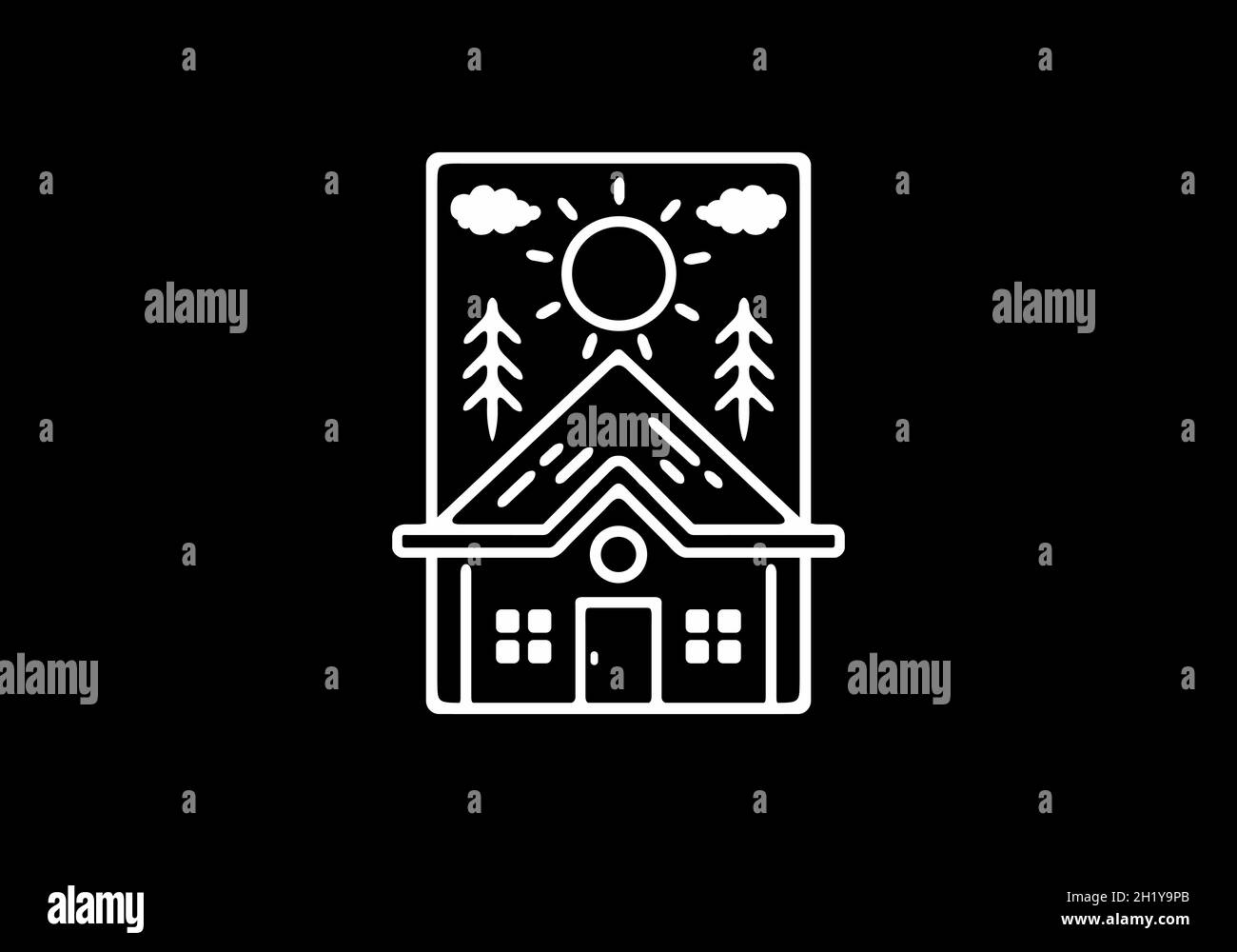 Line art illustration of simple house design Stock Vector Image & Art ...