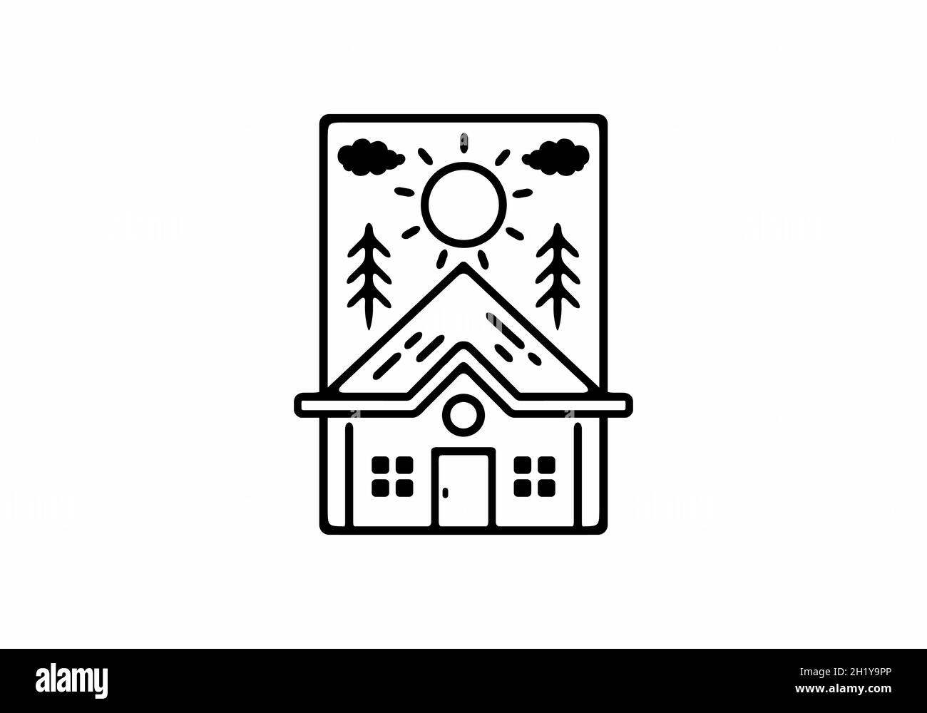Line art illustration of simple house design Stock Vector Image & Art ...