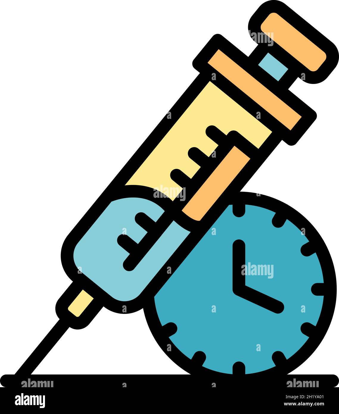 Insulin syringe time icon. Outline insulin syringe time vector icon color flat isolated Stock ...