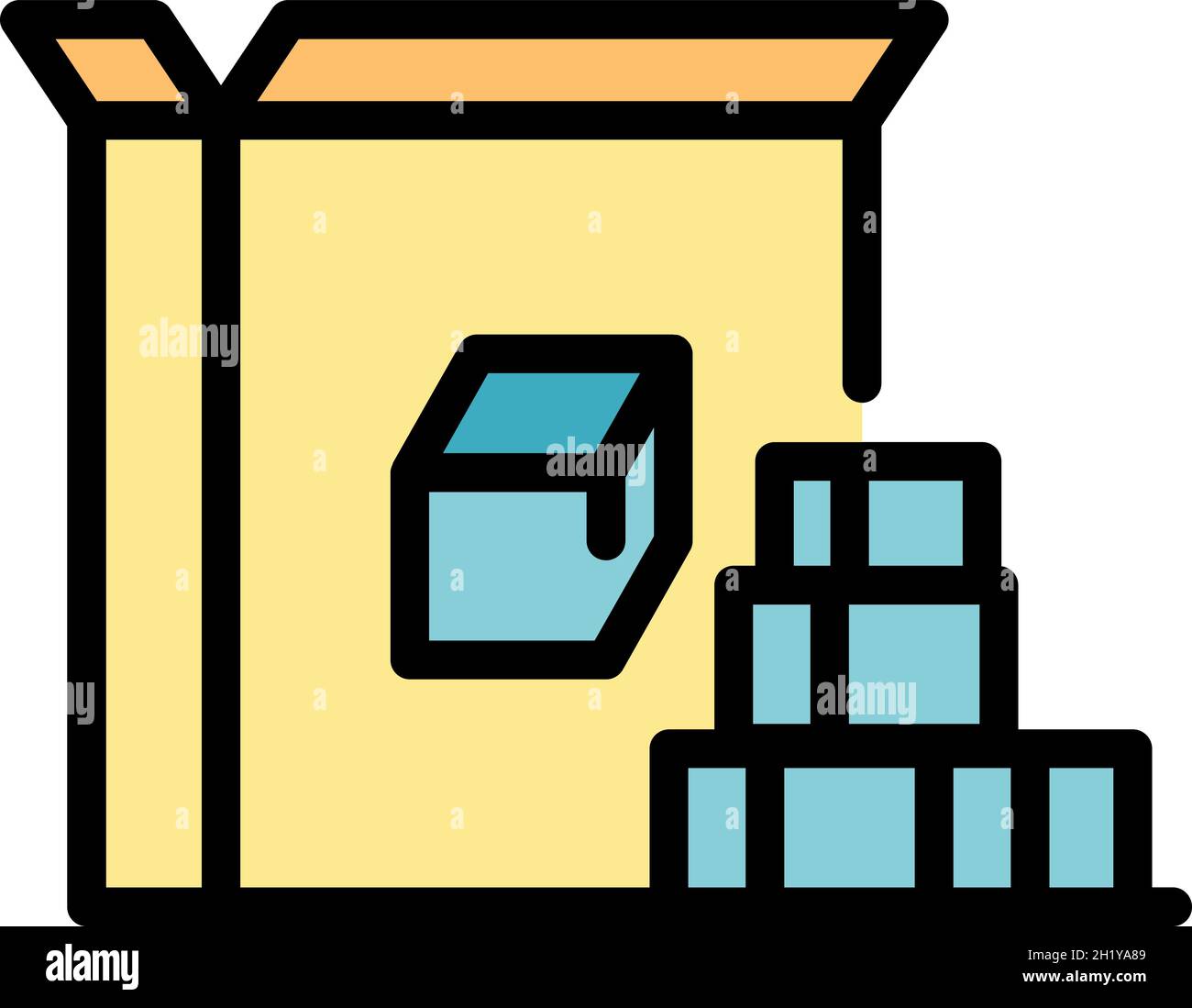 Sugar box icon. Outline sugar box vector icon color flat isolated Stock ...
