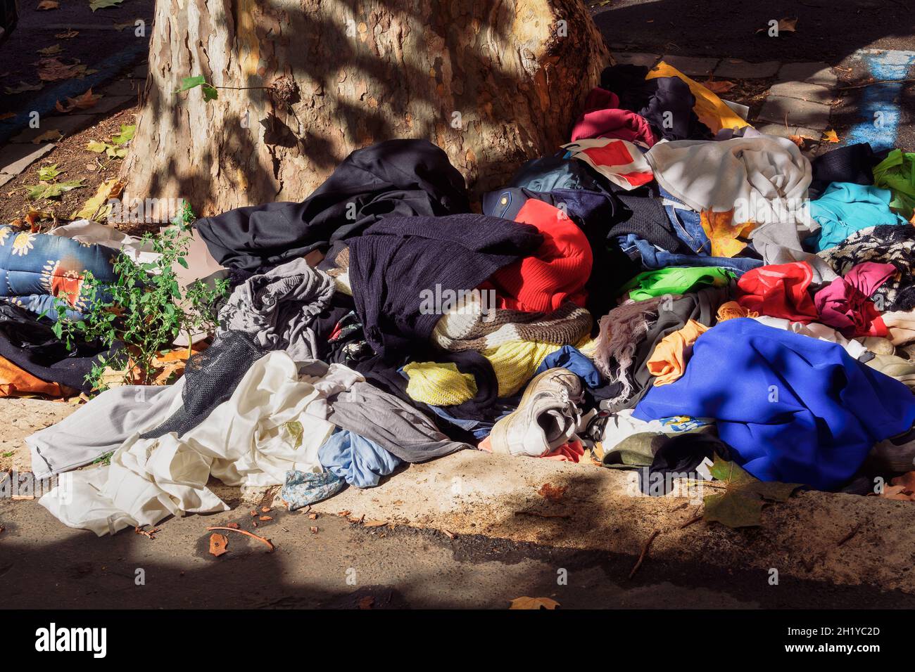 Rome, Italy garbage on the streets next to a pavement. Trash including ...