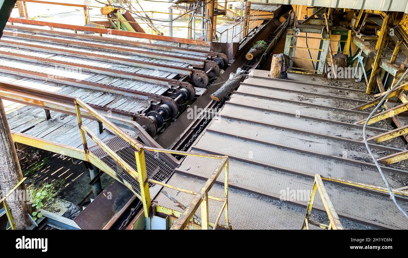 Abandoned old woodworking factory, abandoned industry Stock Photo - Alamy