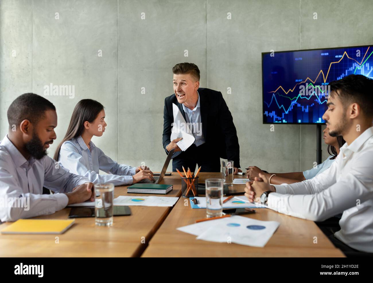 Boss shouting with co workers hi-res stock photography and images - Alamy
