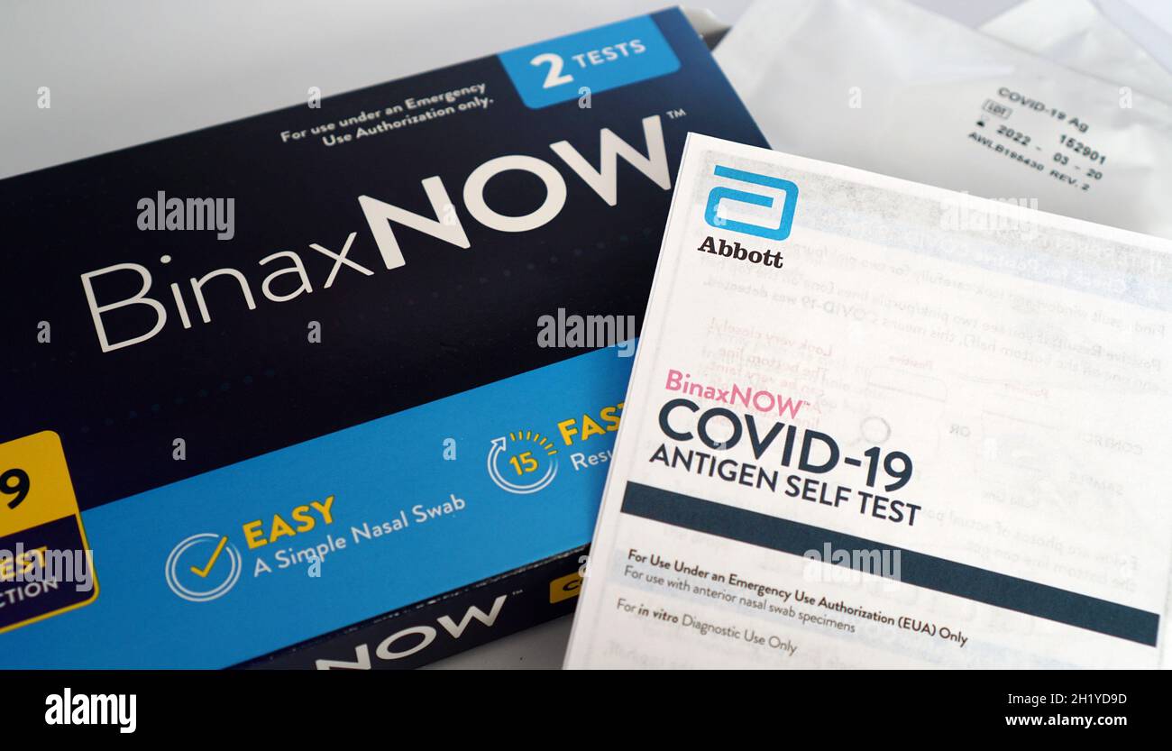 BinaxNOW COVID-19 antigen self test for rapid at-home results Stock ...