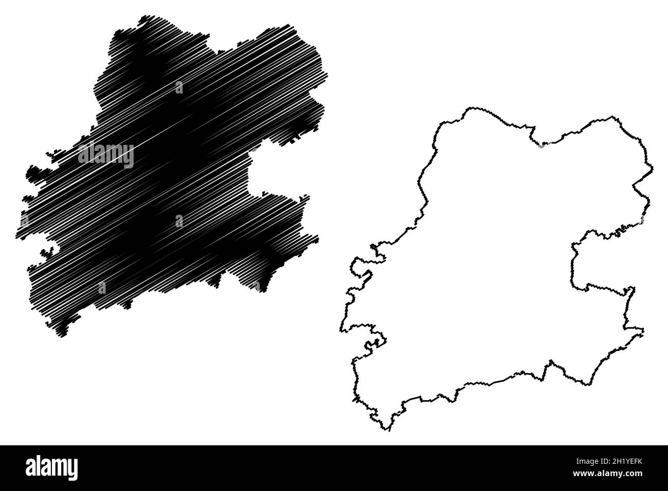 Mau district (Uttar Pradesh State, Republic of India) map vector ...