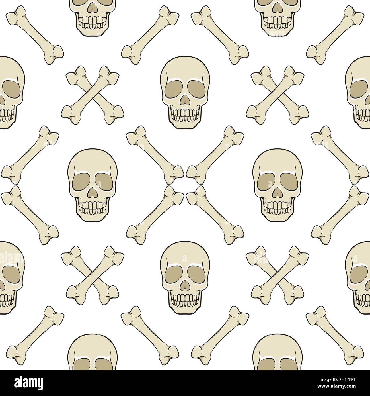 Set of seamless patterns with skull and bones. Vector colored ...