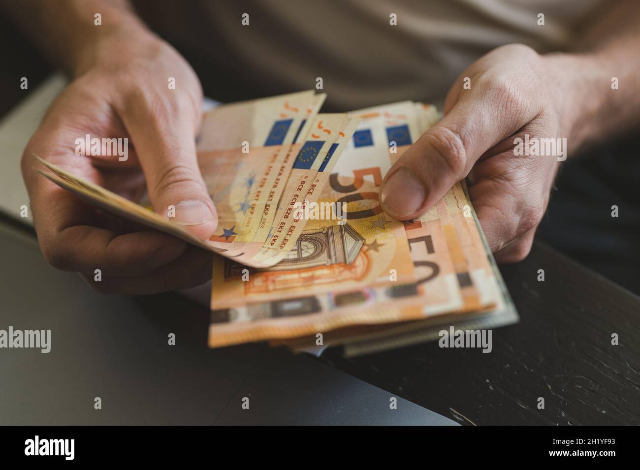 business man counting money. rich male hands holds and count cash ...