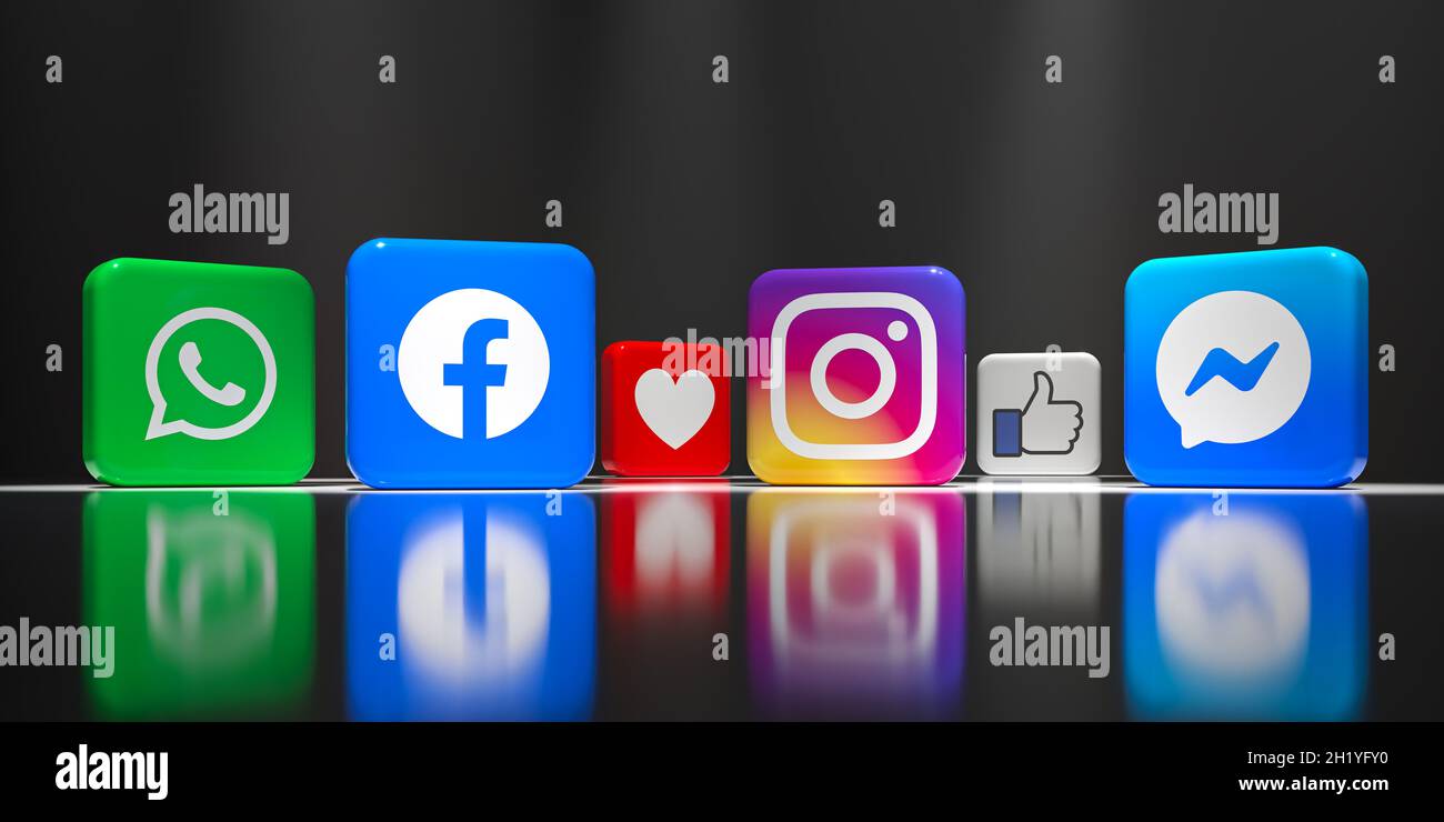 Social media logos cube hi-res stock photography and images - Alamy