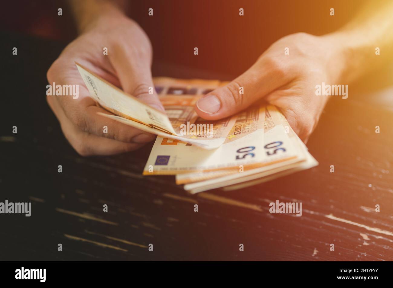 business man counting money. rich male hands holds and count cash ...