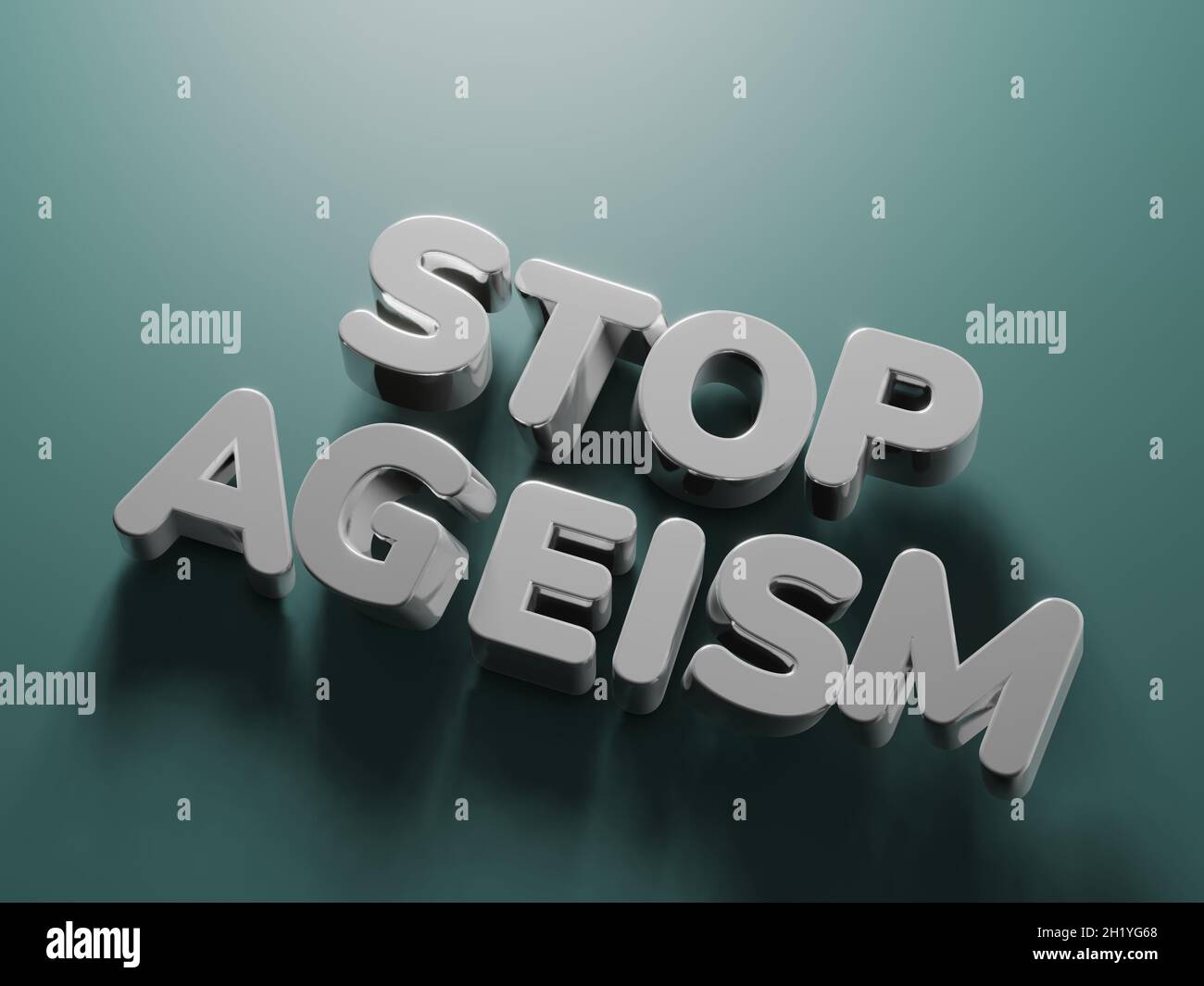 3d render of text stop ageism. Social problem of inequality of ages ...