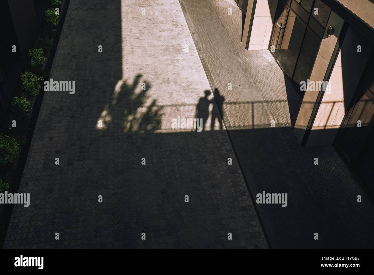 Top view of an offcie district and one man standing near the wall Stock ...