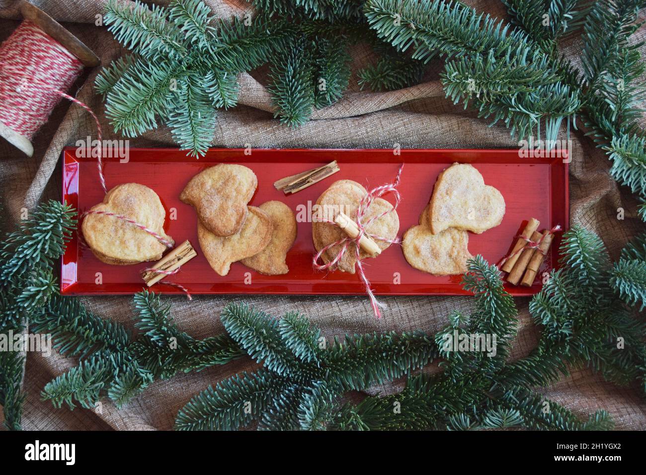 Heart shaped cookies with cinnamon and sugar (Christmas Stock Photo - Alamy