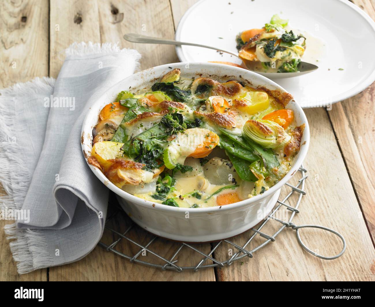 Vegetable bake with mozzarella Stock Photo - Alamy