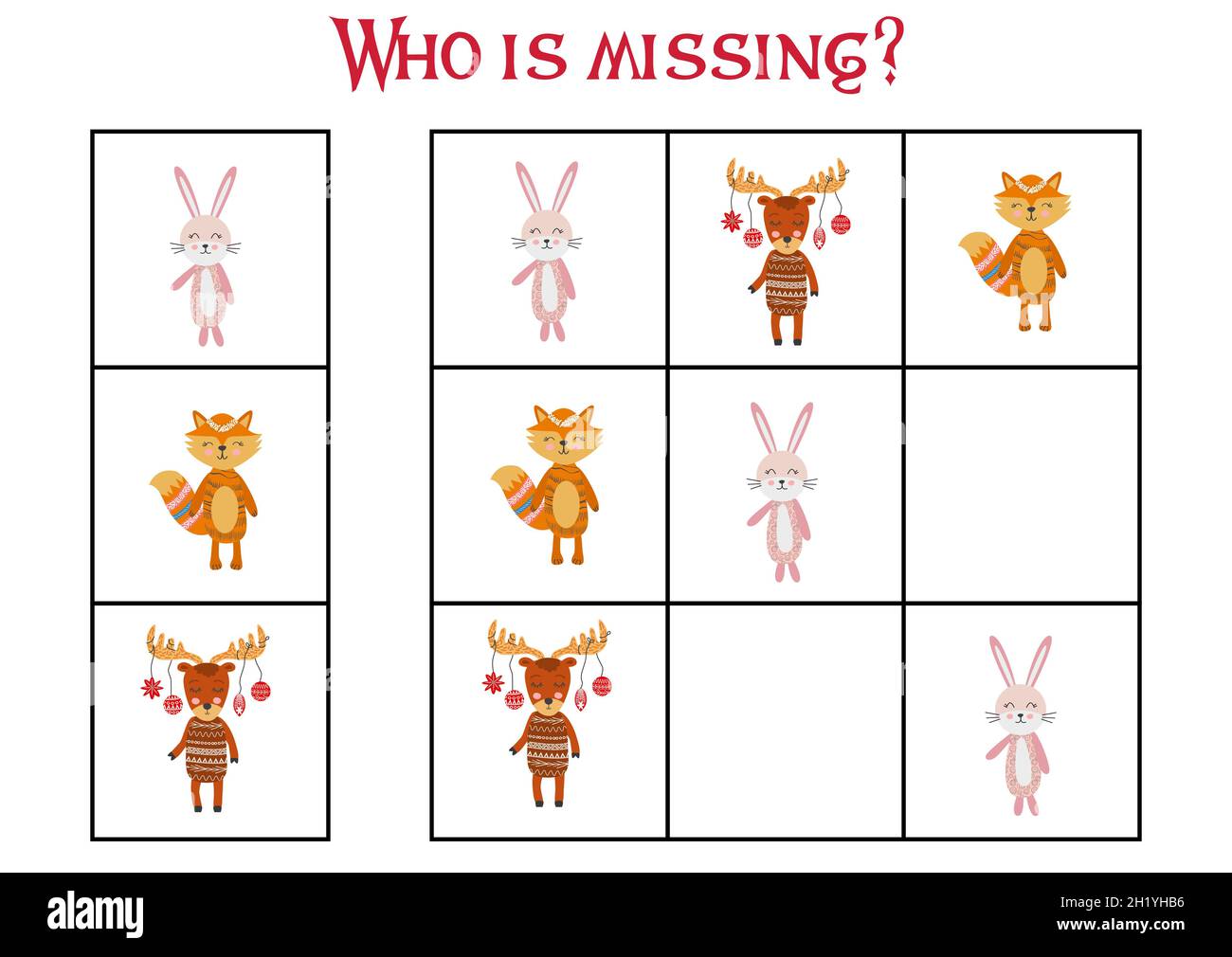 Children's game Find who is missing. Sudoku for kids. Children's ...