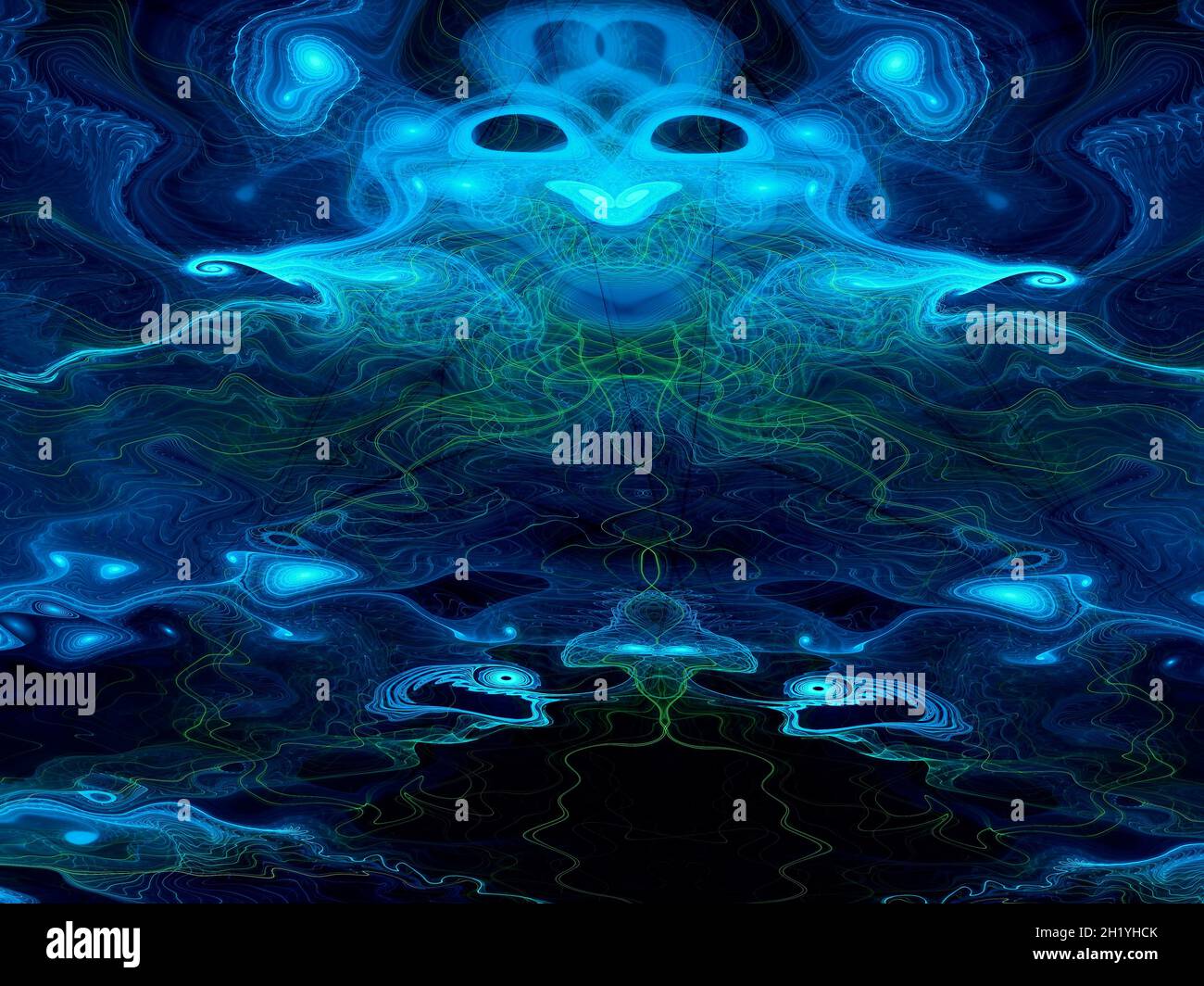 Abstract blue background with octopus or squid - 3d illustration Stock ...