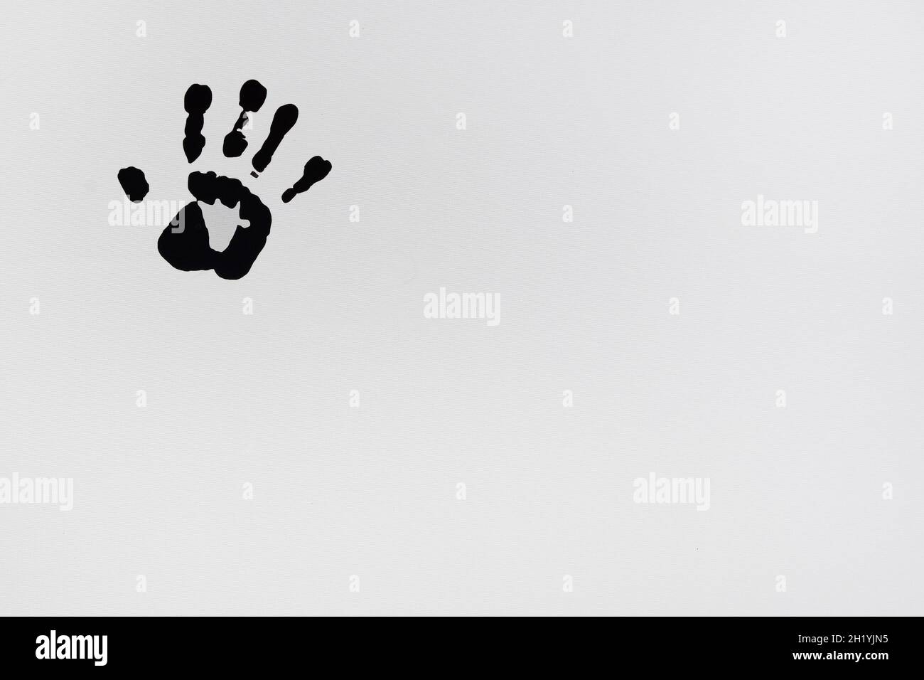 Black paint handprint, on white background. Palm of the hand Stock ...