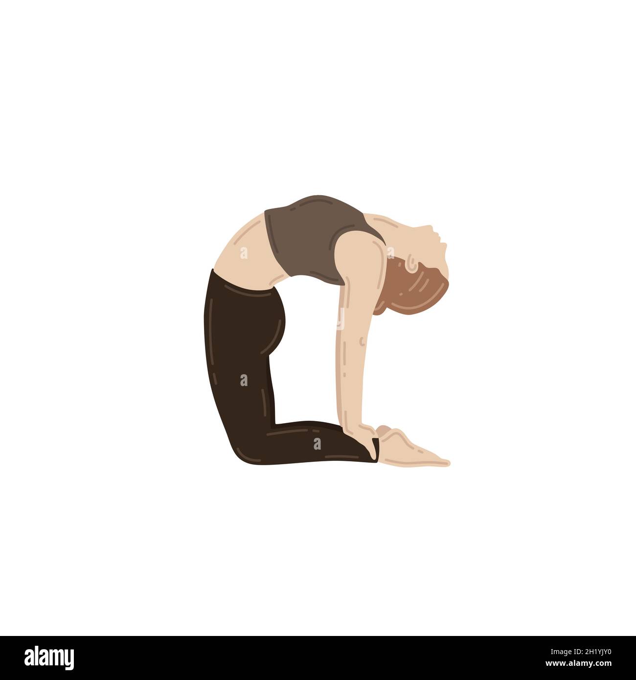 Young slim woman doing yoga exercise. Ustrasana asana, camel pose Stock ...