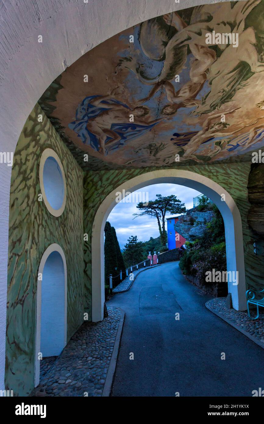 Portmeirion village, Gwynedd, North Wales mural on ceiling of Gate ...