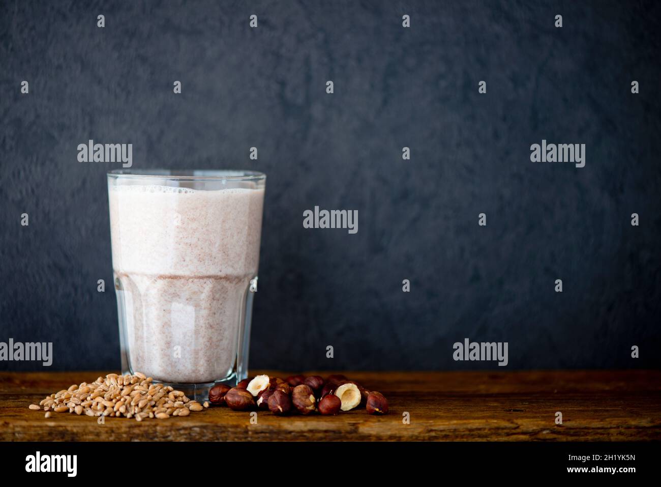 A protein shake made with spelt and hazelnut milk Stock Photo - Alamy