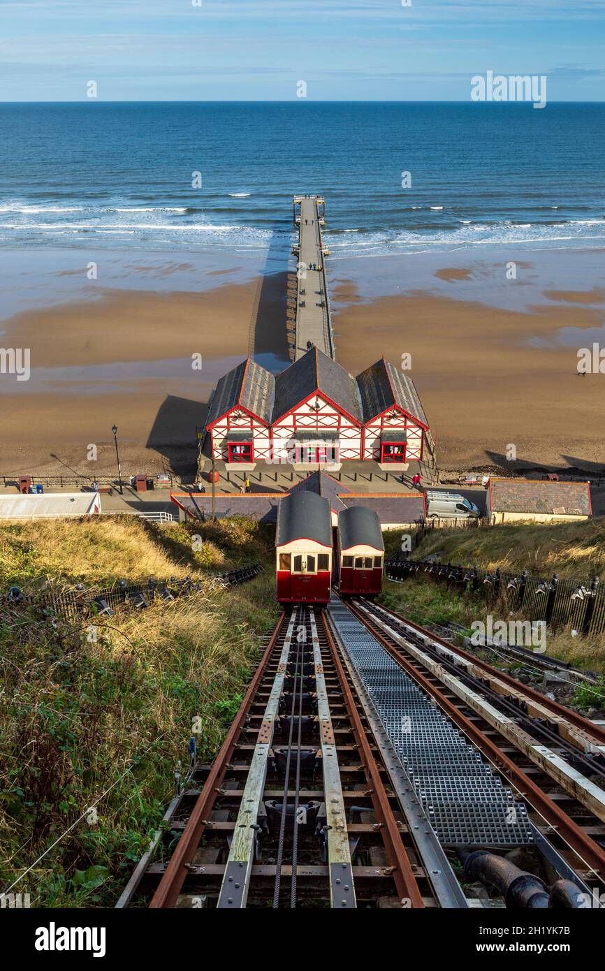The Funicular Railway and Pier at Saltburn-by-the-Sea, North Yorkshire ...