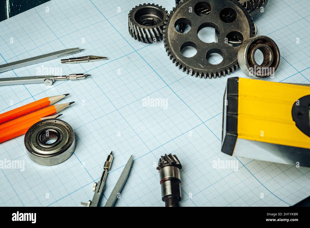 Car engineering tools top view on graph paper Stock Photo - Alamy