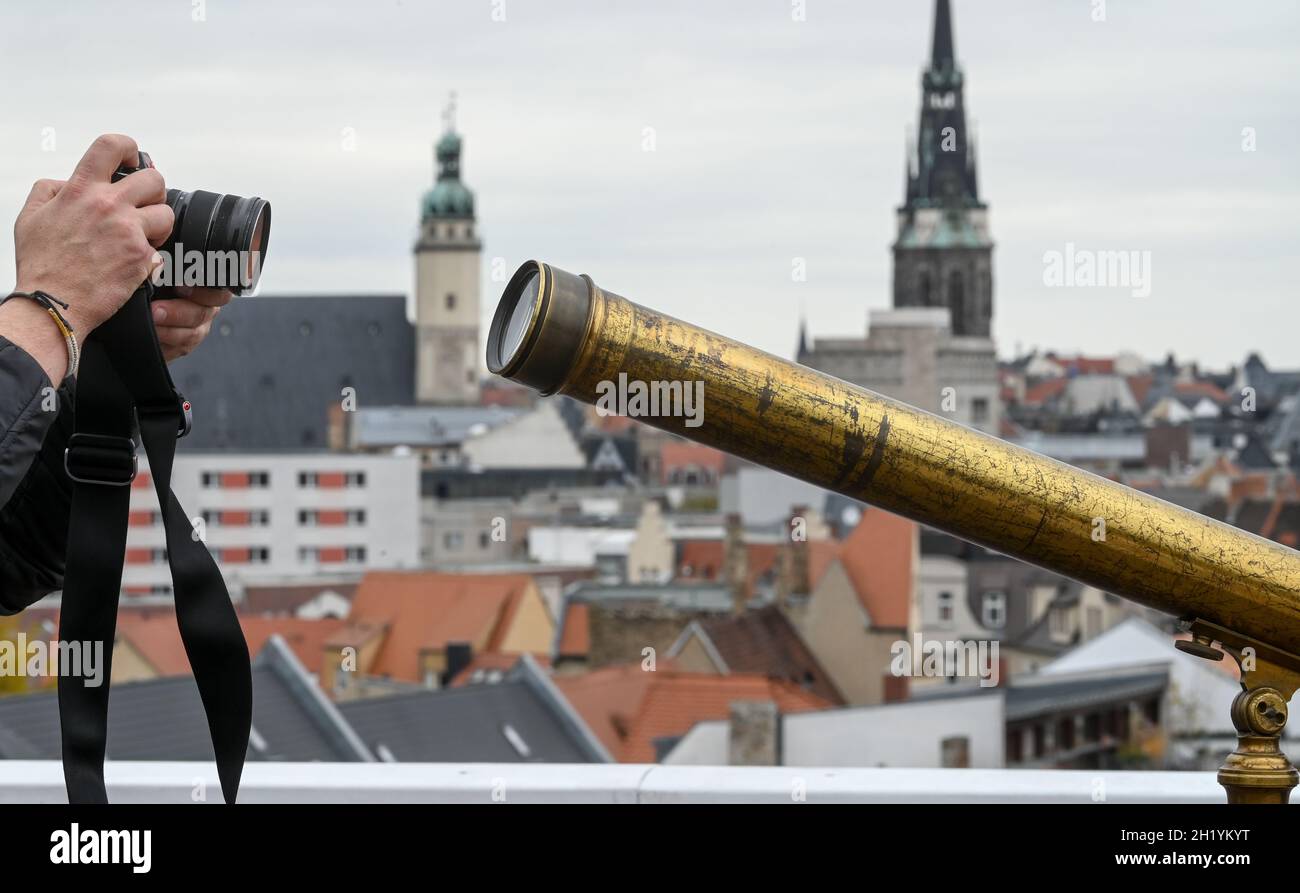 Halle, Germany. Oct 19 2021: A journalist photographs a historical ...