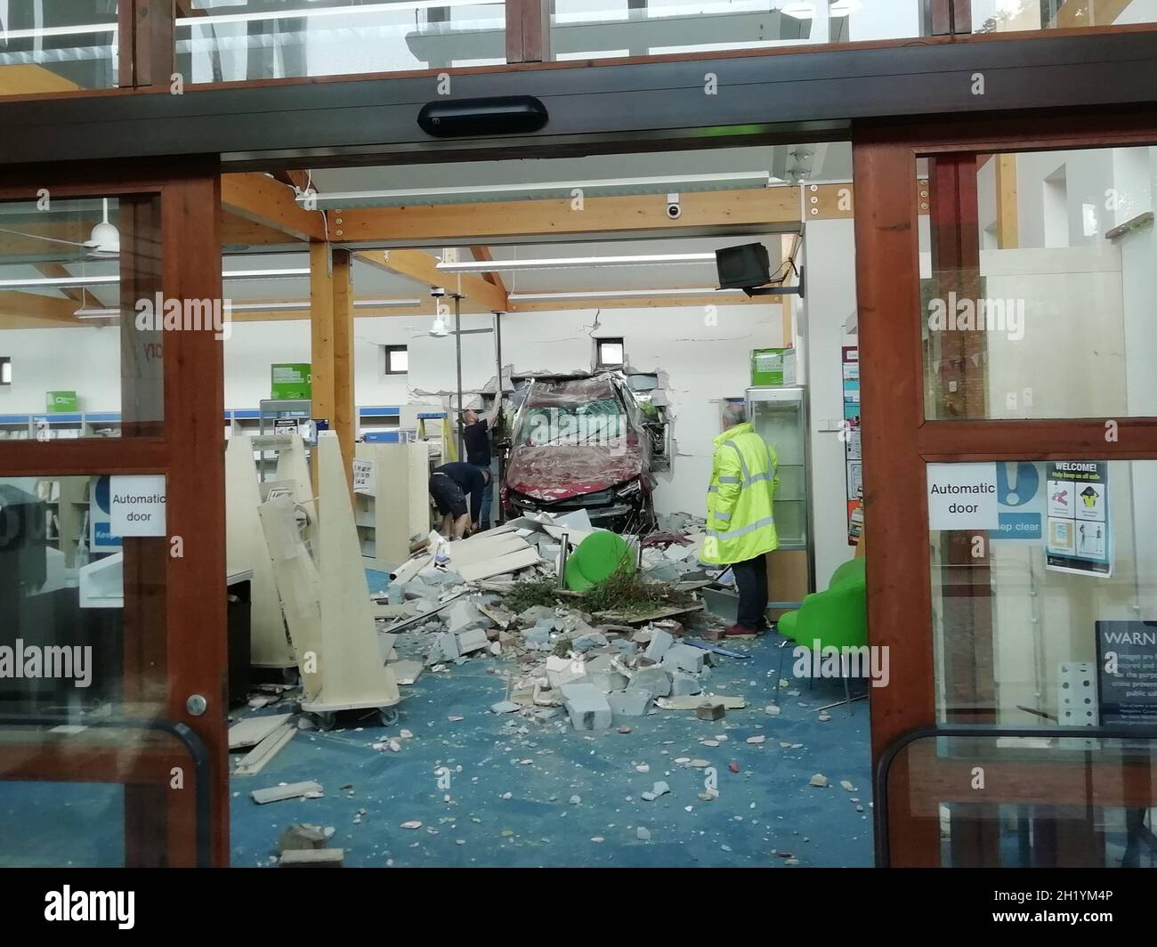 A car crashed through the wall of Hythe Library, Hampshire 2021 Stock ...